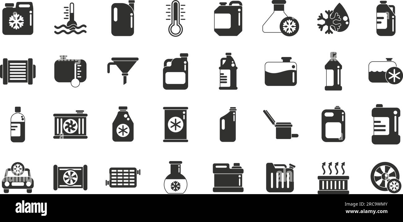 Car engine antifreeze icons set simple vector. Air vent. Auto control ...