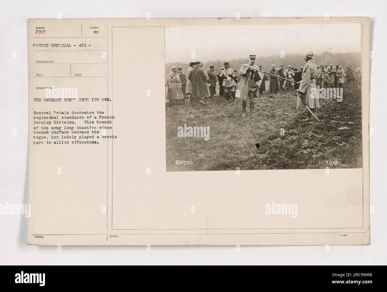 French General Petain decorating the regimental standards of a French ...