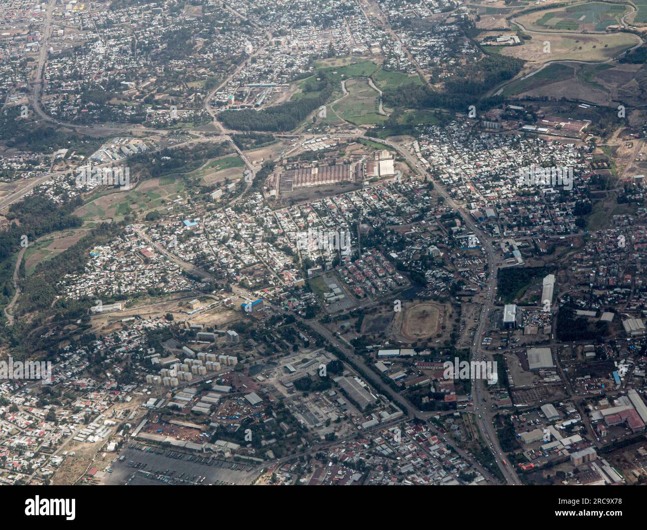 High aerial view of Addis Ababa, capital city of Ethiopia Stock Photo ...