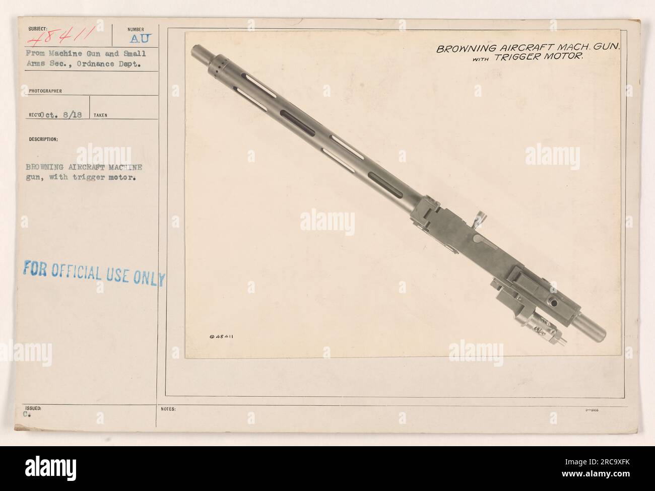 Browning aircraft machine gun equipped with a trigger motor. This ...
