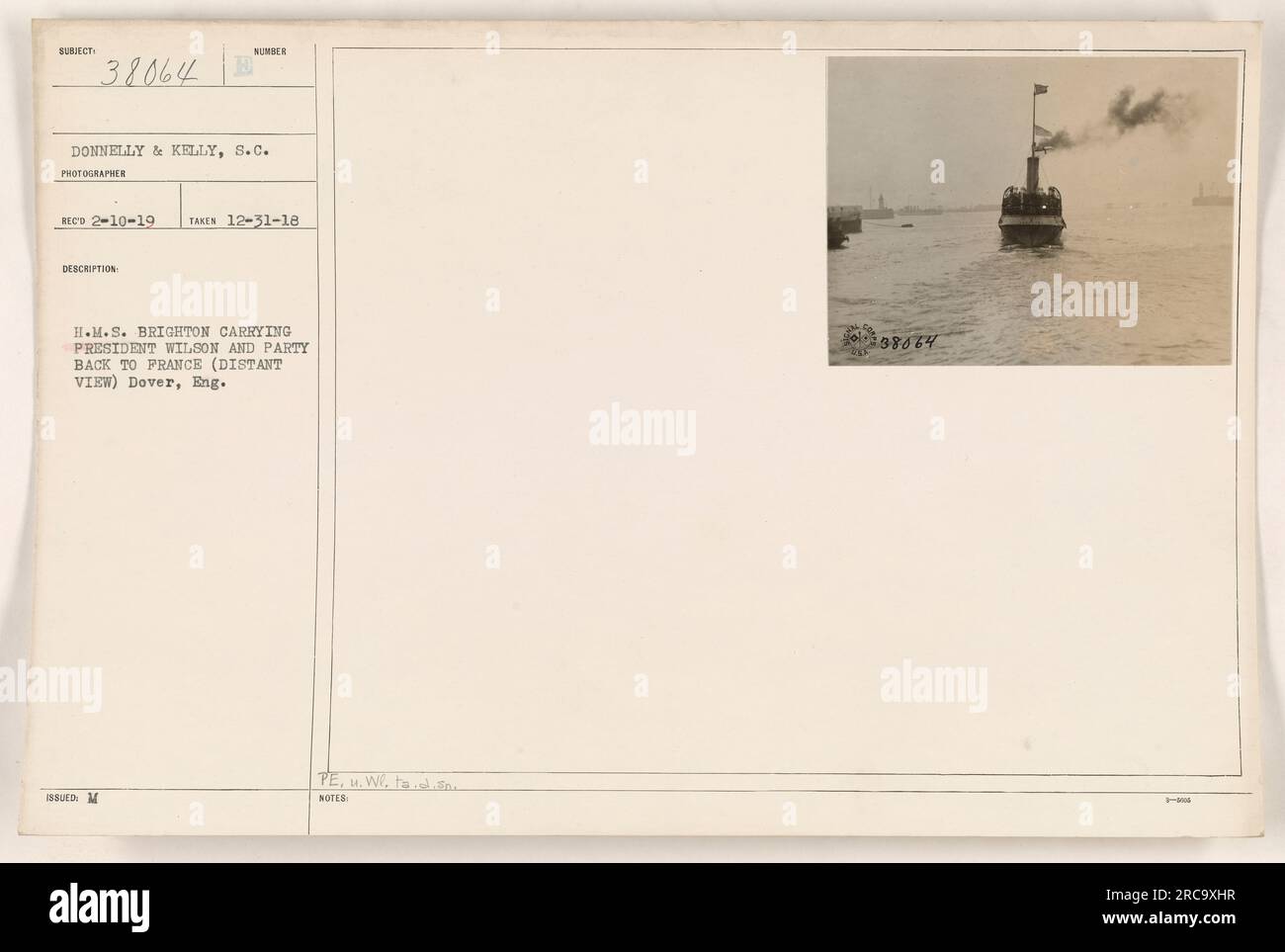 President Wilson and his party are seen on board the H.M.S. Brighton as ...