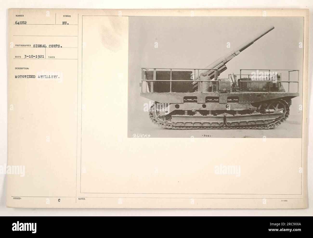 Motorized artillery on display. This photo, taken by the Signal Corps ...