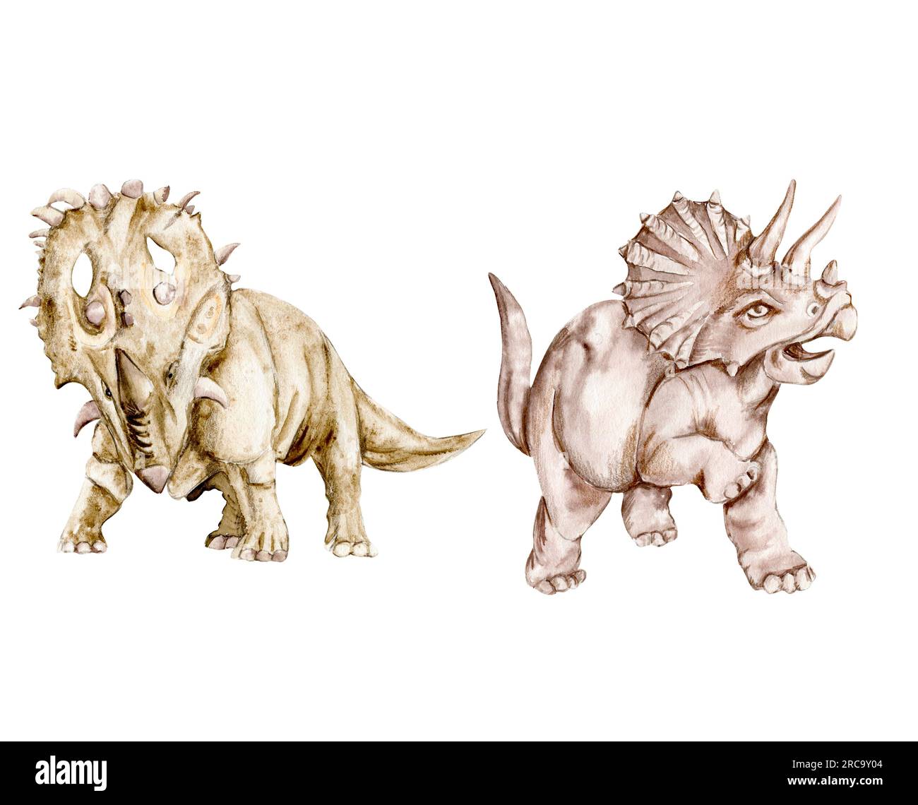 Watercolor hand drawn tropical dinosaur, Hand painted cute dinosaurs ...