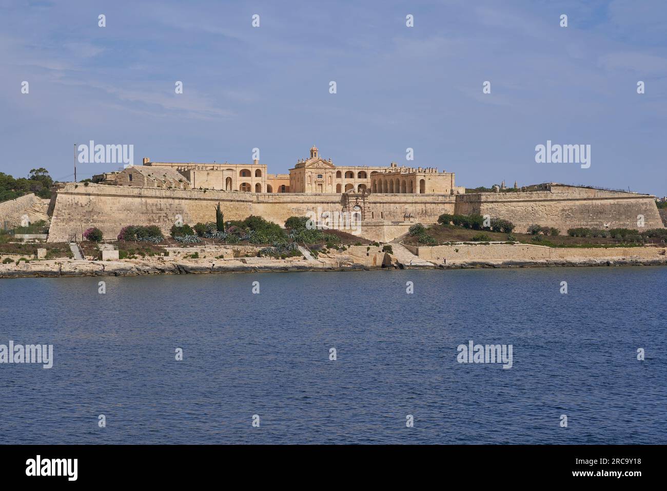 Historic Fort Manoel viewed from the battlements of Valetta in Malta ...