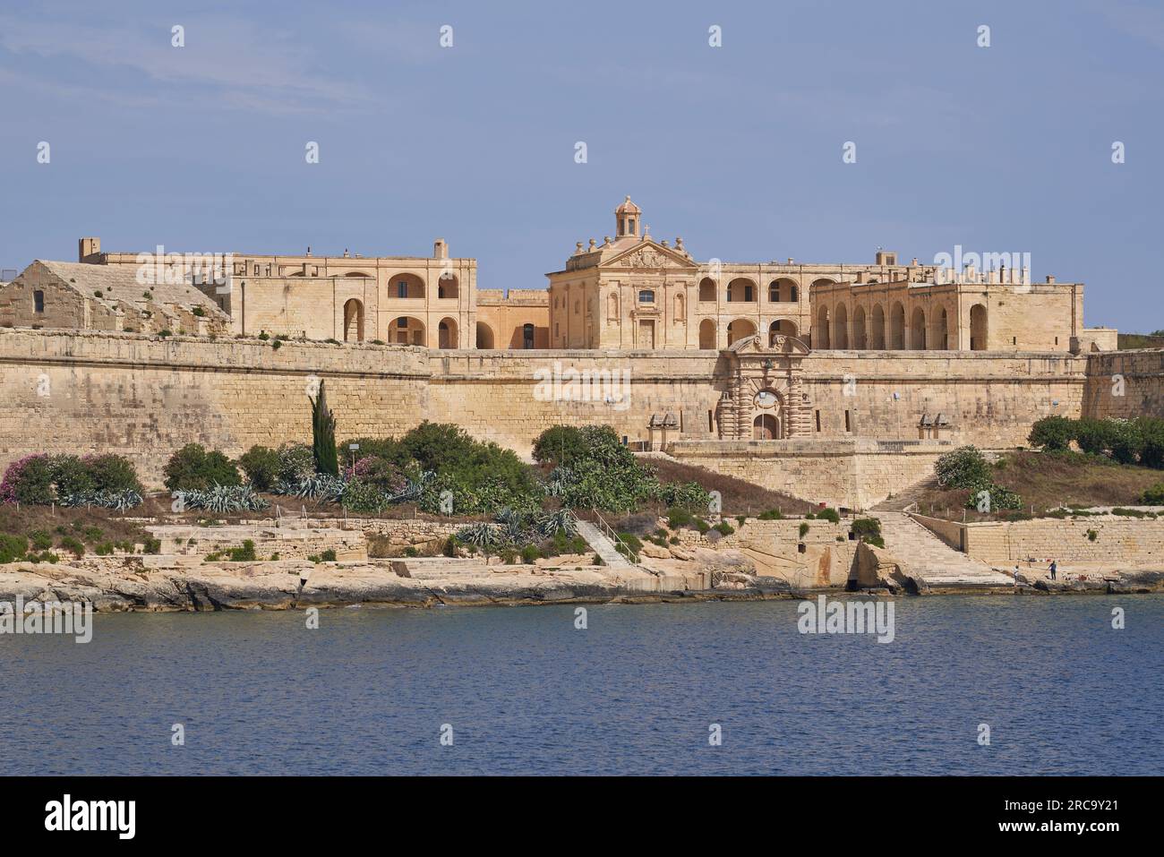 Historic Fort Manoel viewed from the battlements of Valetta in Malta ...