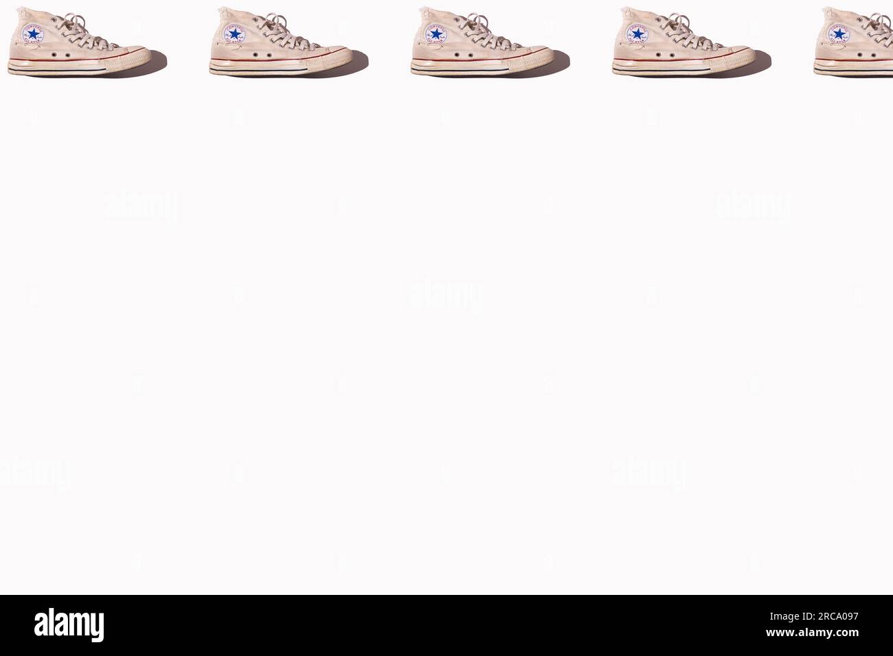 Pattern of worn and old white vintage style Converse All Star Chuck ...