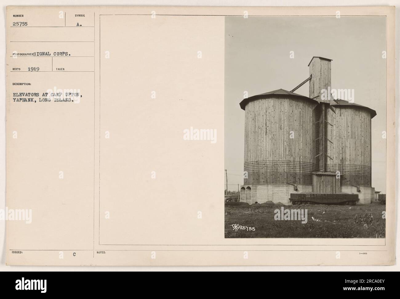 Photograph depicting elevators at Camp Upton, Yaphank, Long Island in ...