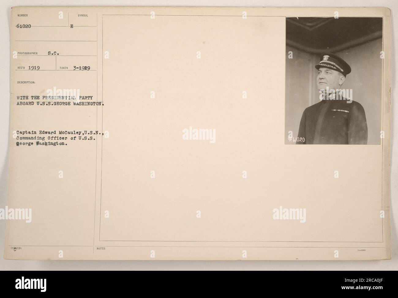 U.S.S. George Washington with the Presidential party on board. Captain ...