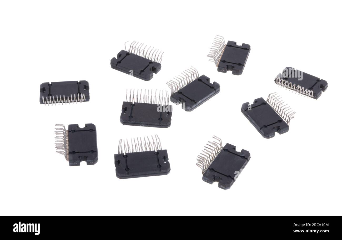 microcircuit isolated on white background Stock Photo - Alamy