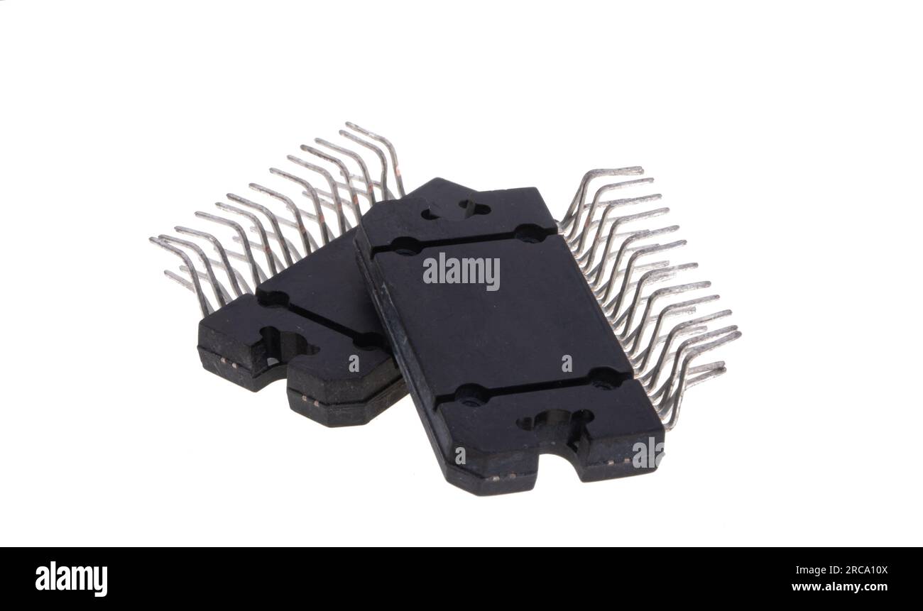 microcircuit isolated on white background Stock Photo - Alamy