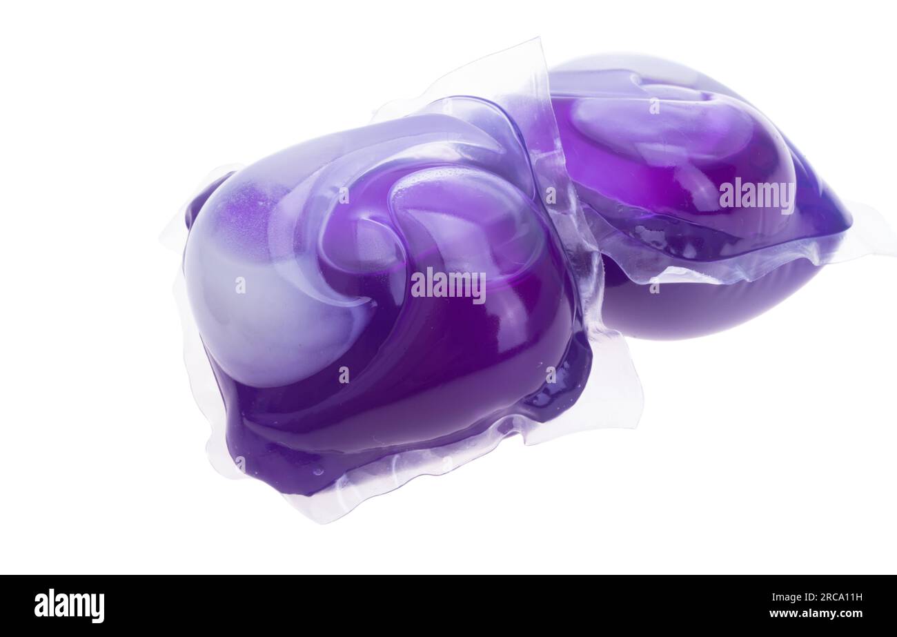 washing capsules isolated on white background Stock Photo - Alamy
