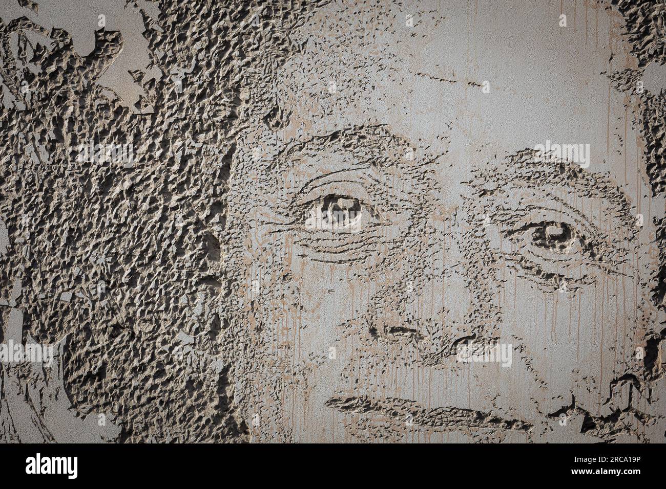 Detail of Vhils artwork "Substratum - Scratching the Surface Project ...
