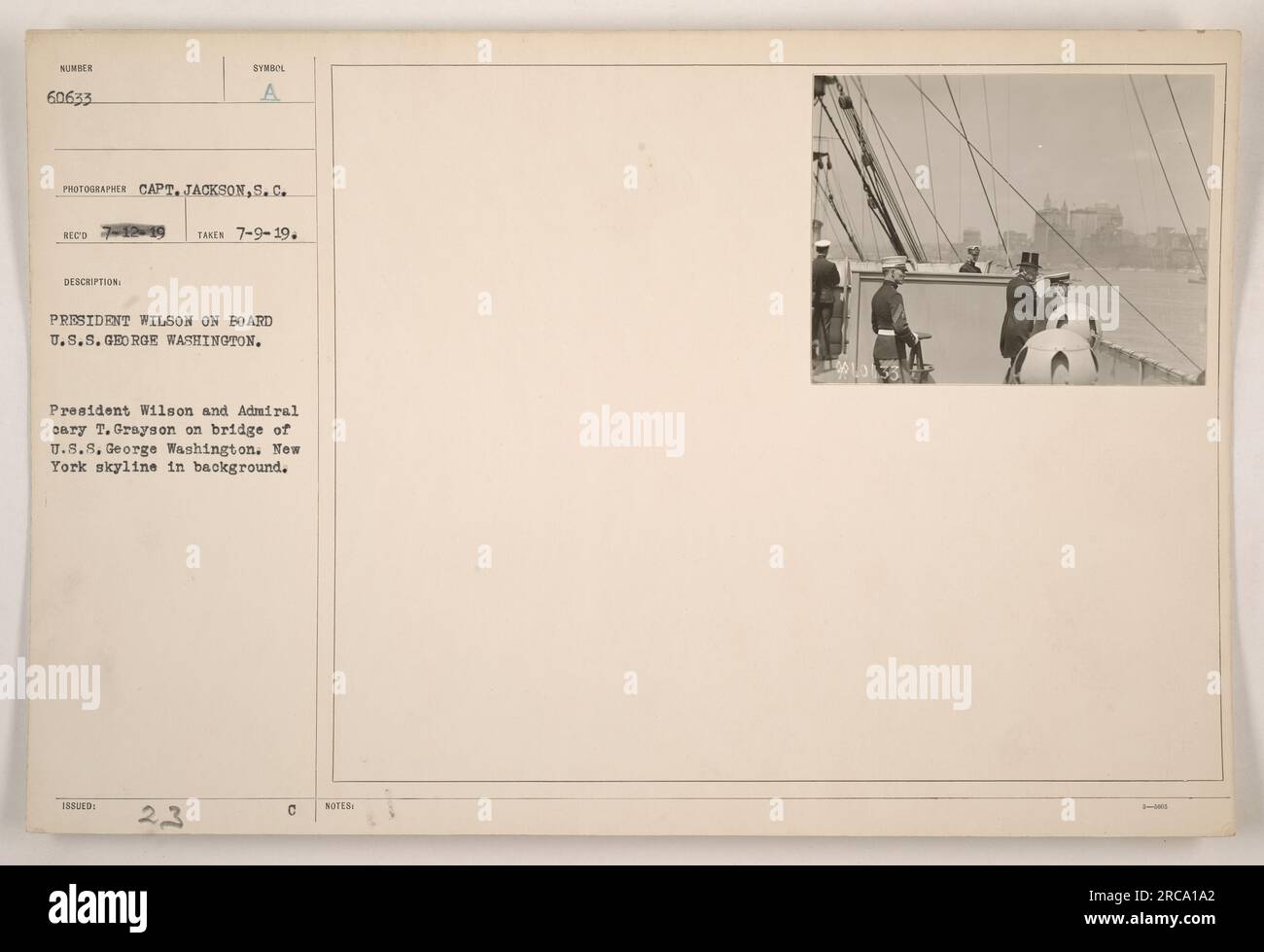 President Wilson and Admiral Cary T. Grayson on the bridge of the U.S.S ...