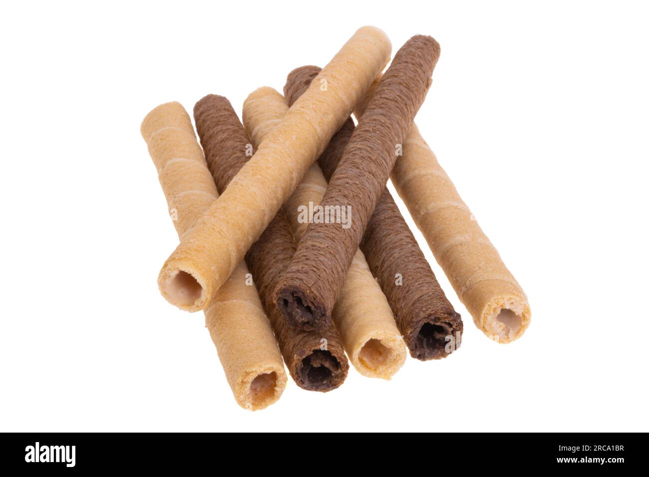 wafer rolls isolated on white background Stock Photo - Alamy