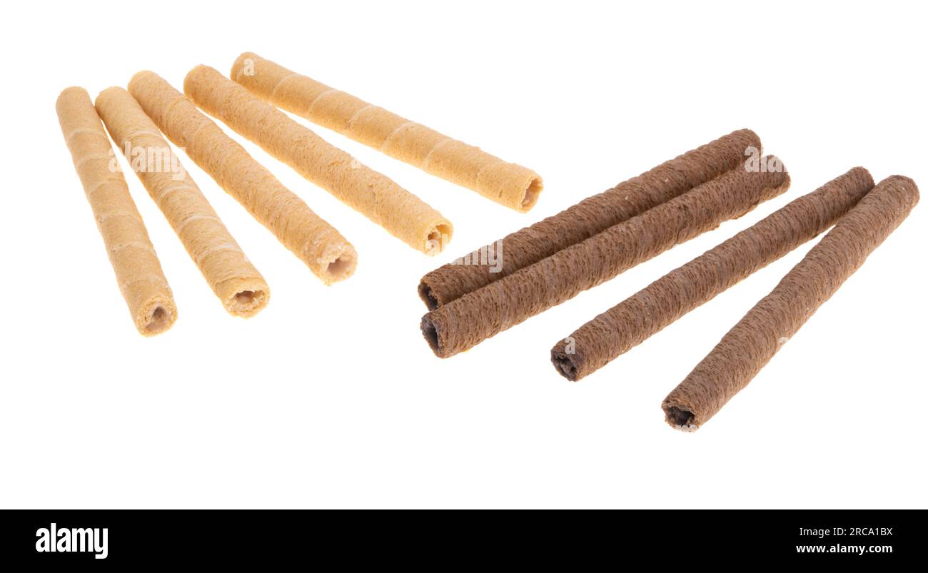 wafer rolls isolated on white background Stock Photo - Alamy