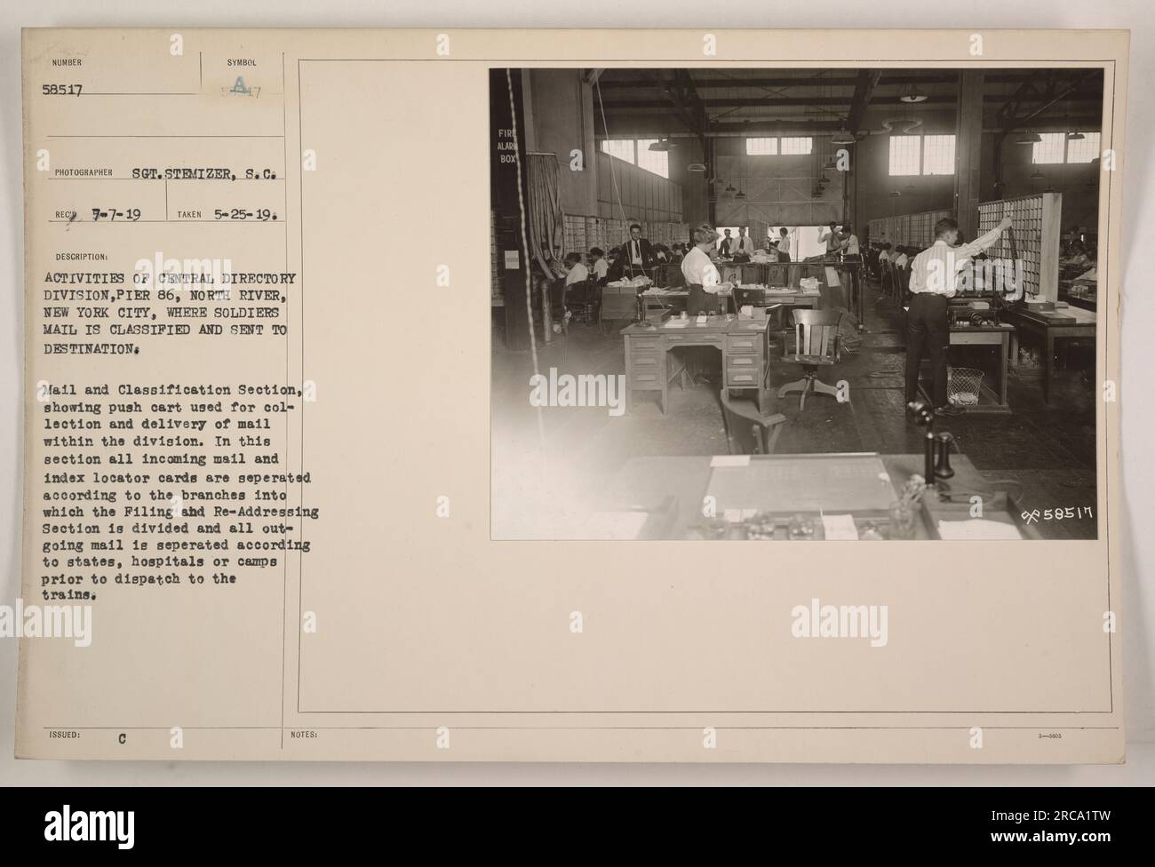 Soldiers at the Central Directory Division in Pier 86, North River, New ...