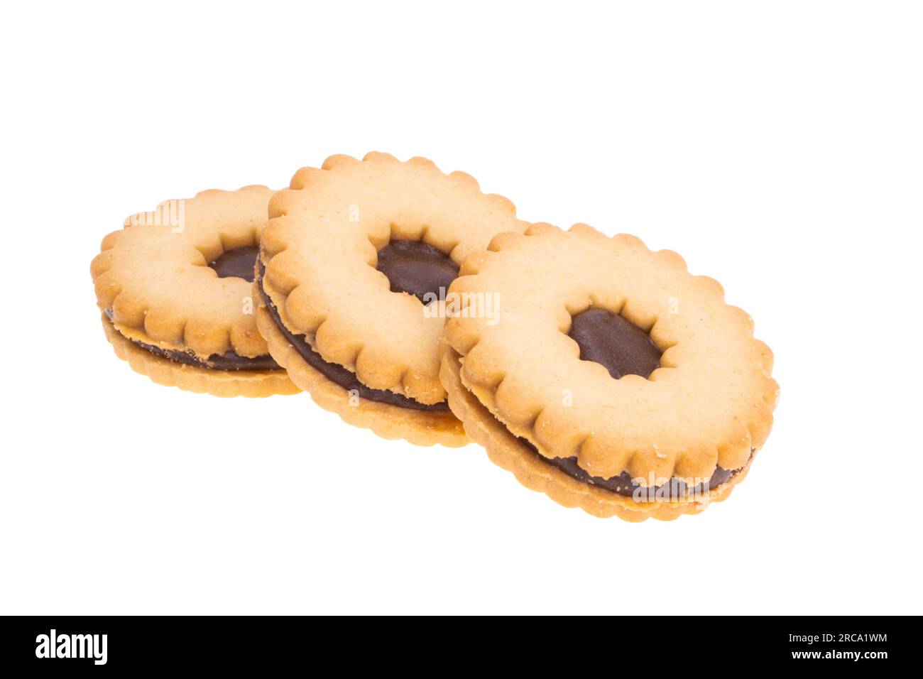 double biscuits with chocolate isolated on white background Stock Photo ...