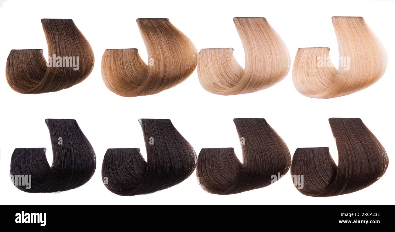 dyed curl of hair isolated on white background Stock Photo - Alamy