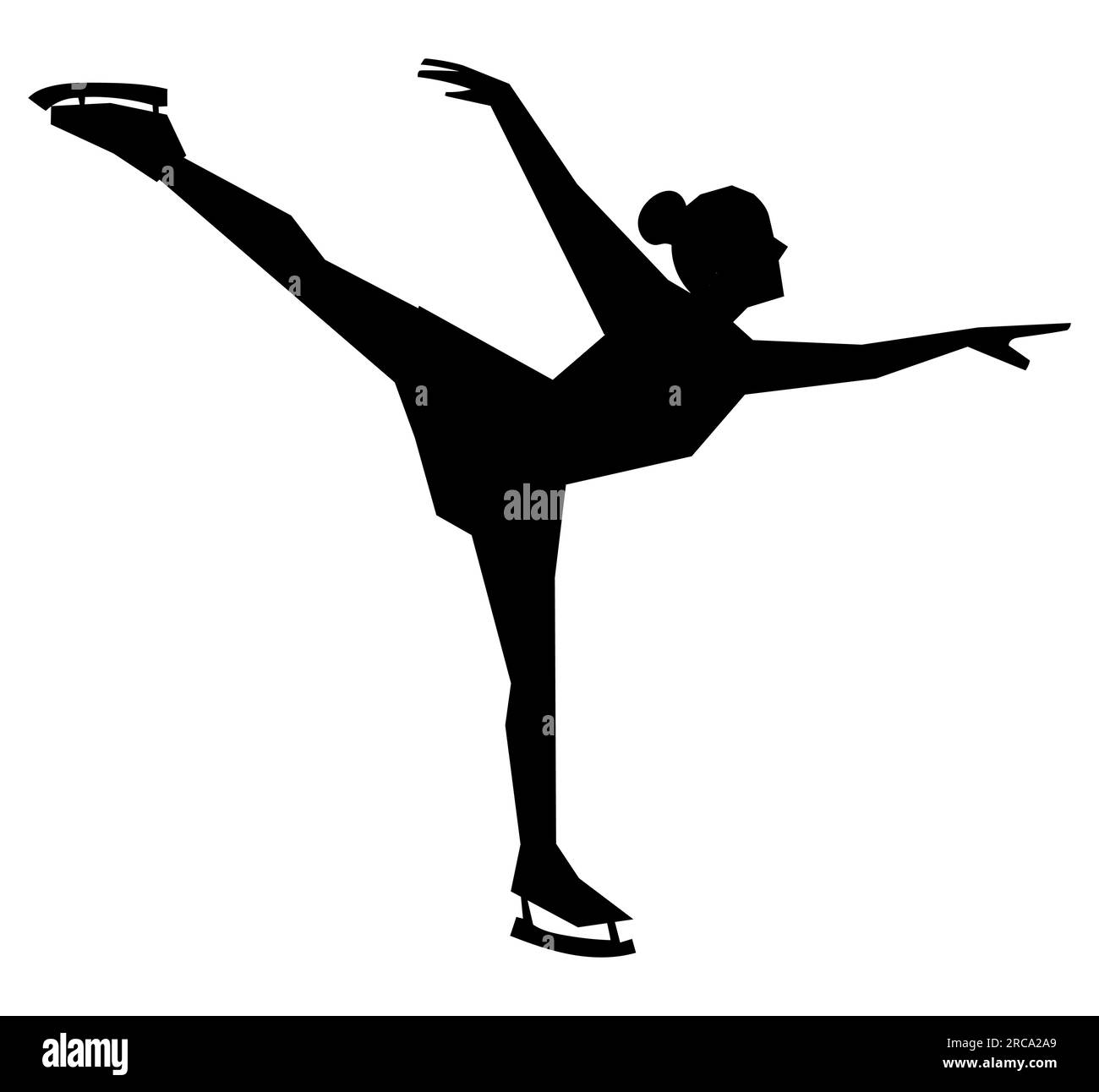 Female ice skating illustration Black and White Stock Photos & Images ...