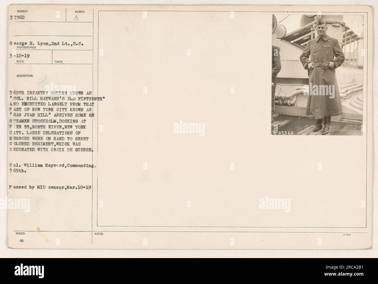 2nd Lt. George H. Lyon, of the 69th Infantry Regiment, also known as ...