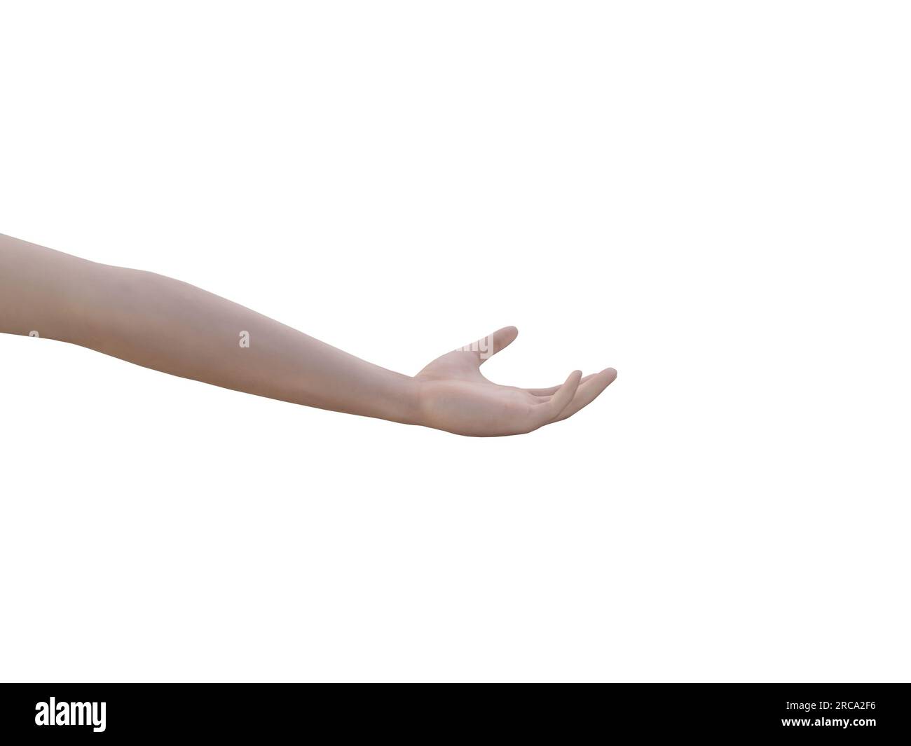 Human hand reaching isolated on a white background with clipping path ...