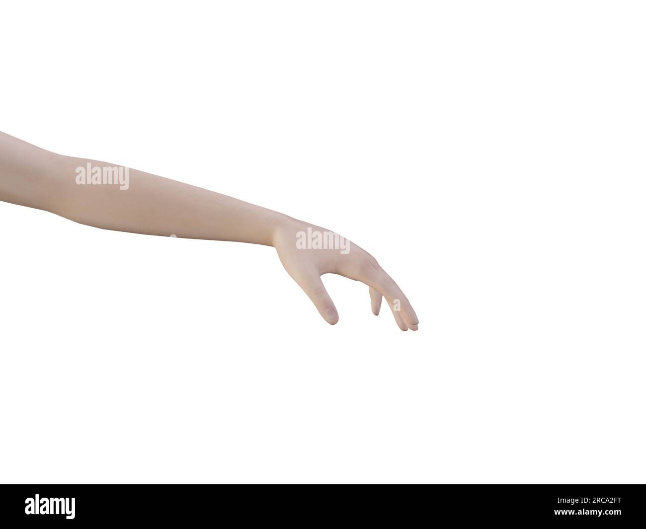 Human hand reaching isolated on a white background with clipping path ...
