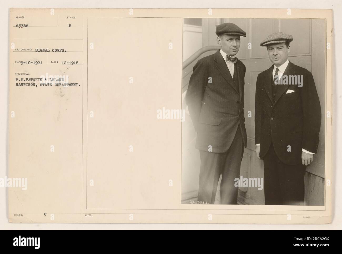 P.H. Patchin and Leland Harrison, officials from the State Department ...