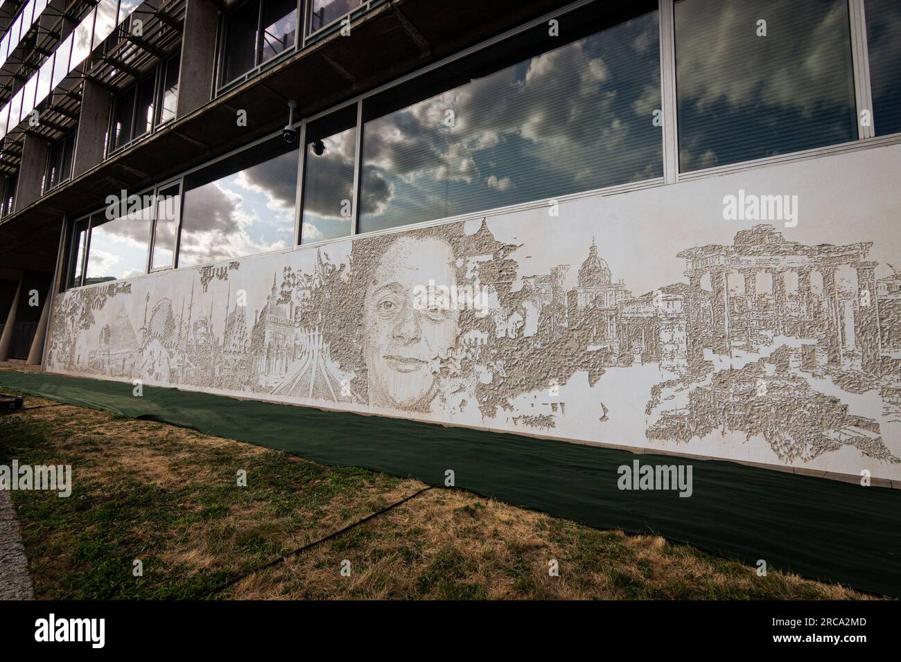 Paris, France. 12th July, 2023. Panoramic view of Vhils artwork ...