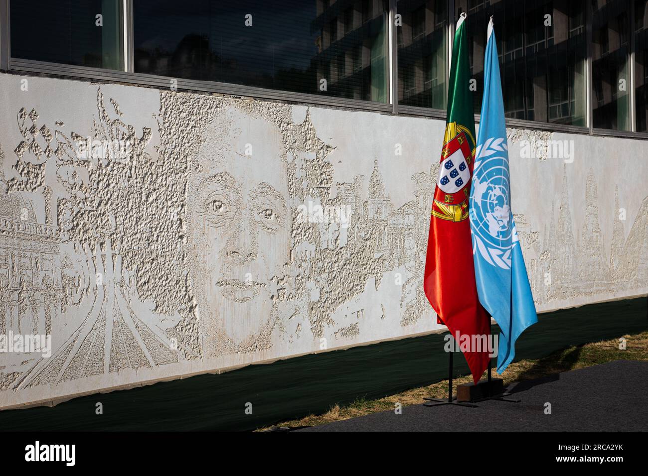 Paris, France. 12th July, 2023. Panoramic view of Vhils artwork ...