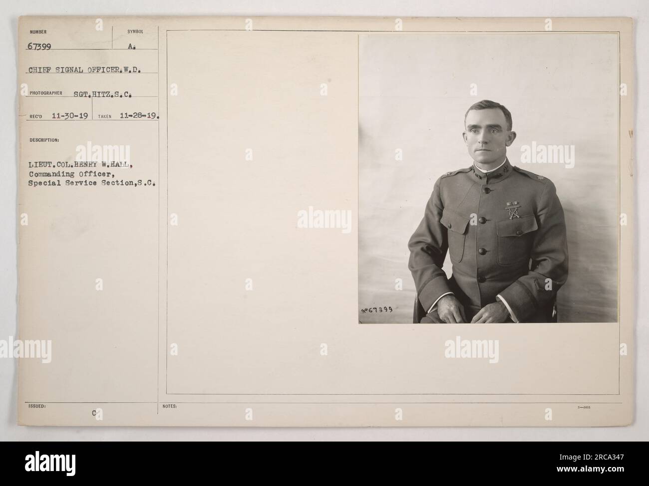 Issued to lieutenant colonel henry w hall hi-res stock photography and ...