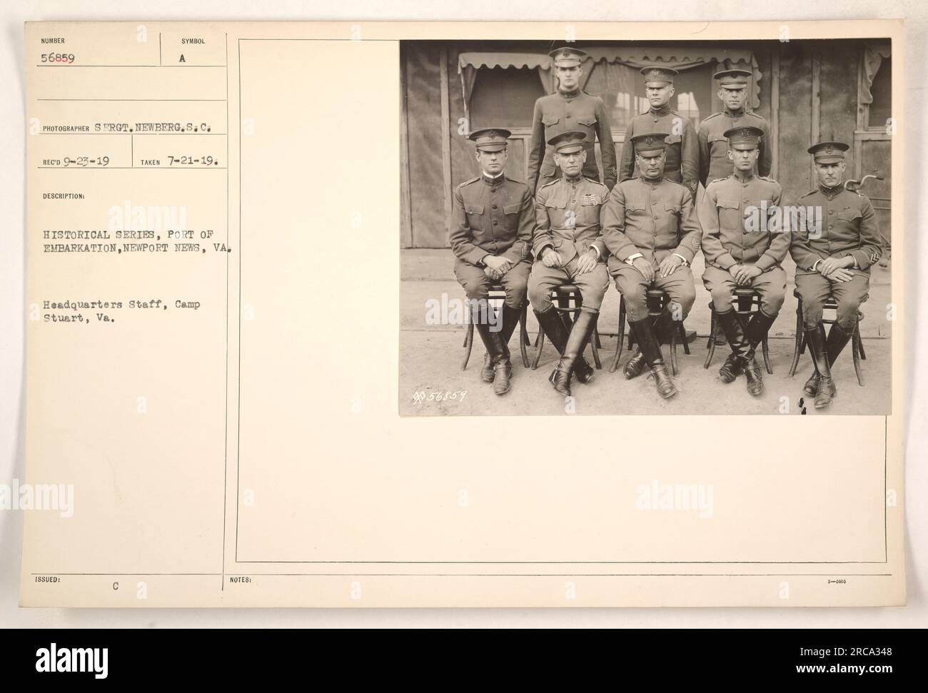"A group of military personnel at Camp Stuart, Virginia, in July 1919 ...