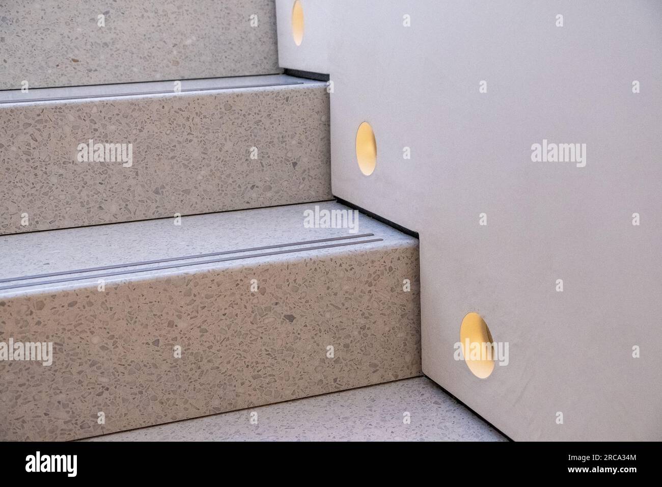 Interior stair with step light recessed in the wall Stock Photo - Alamy