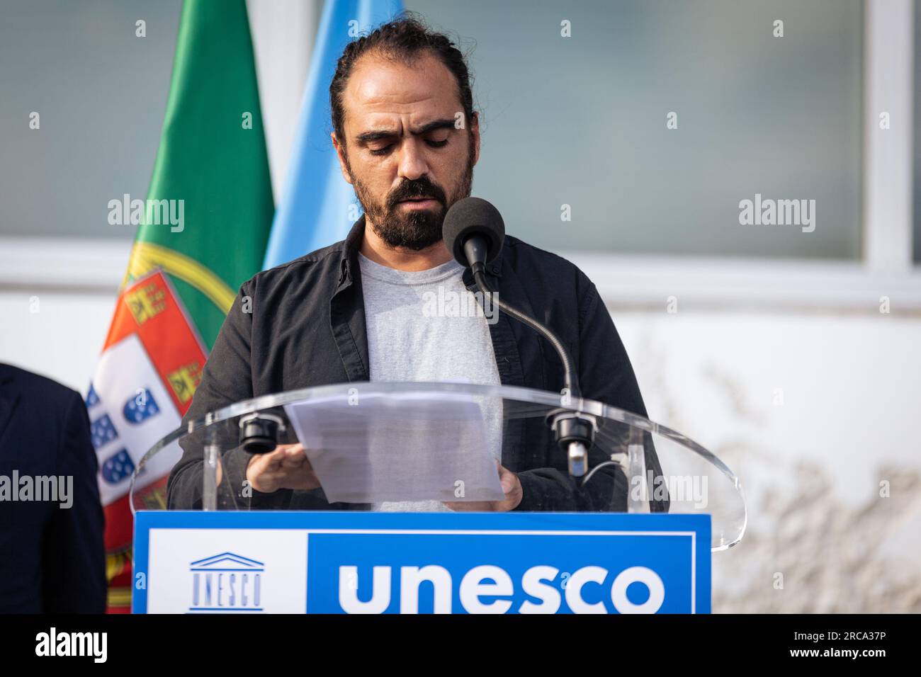 July 12, 2023, Paris, France: Portuguese artist Alexandre Farto, speaks ...