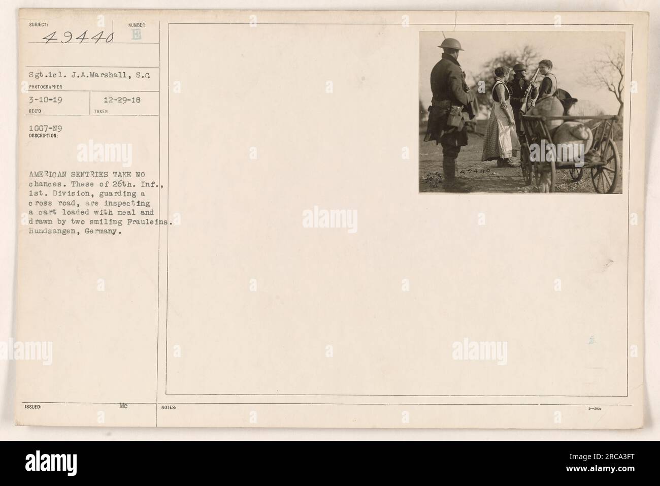 American sentries from the 26th Infantry, 1st Division, are seen ...