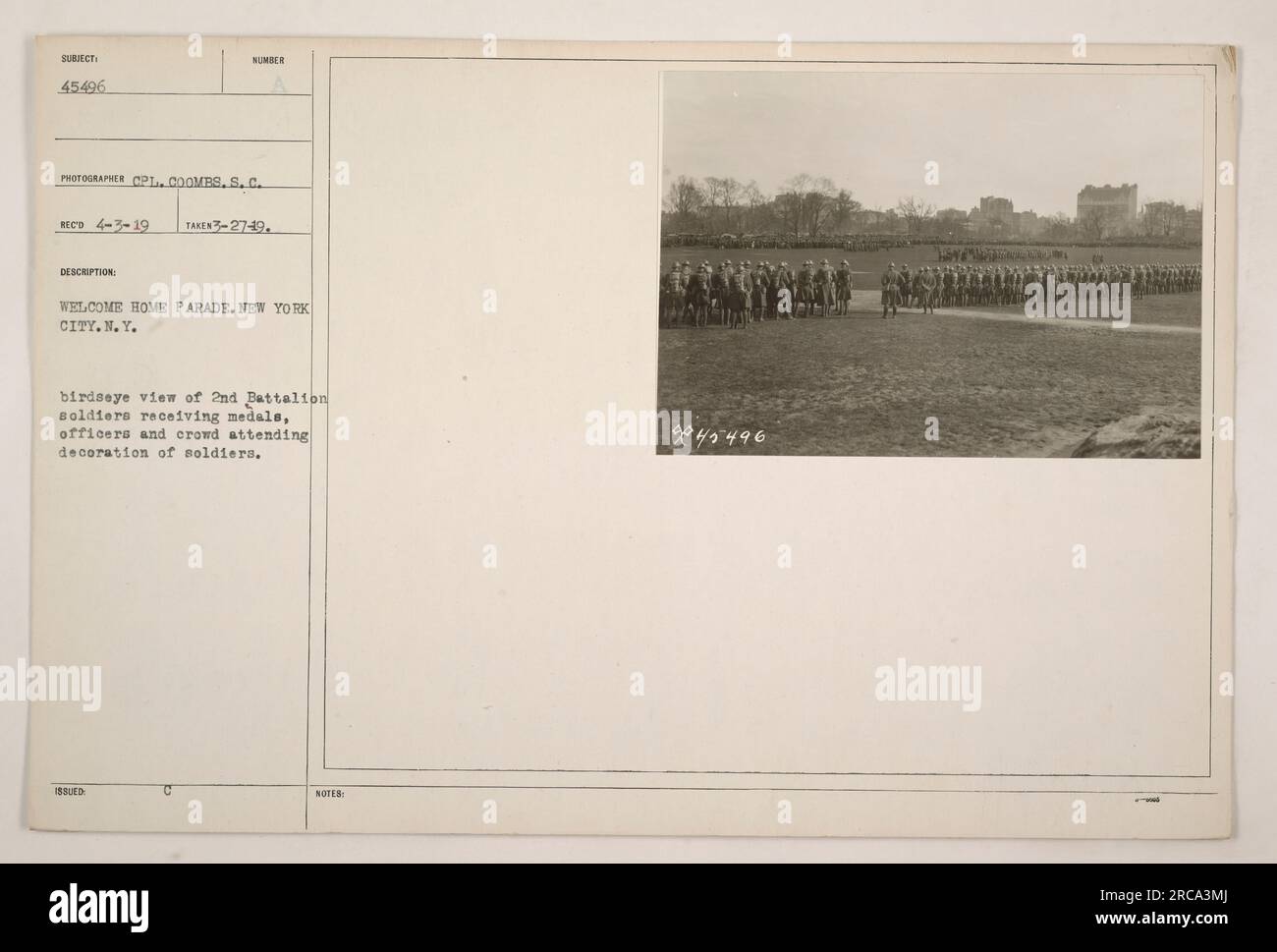 Bird's-eye view of the welcome home parade in New York City. Taken on ...