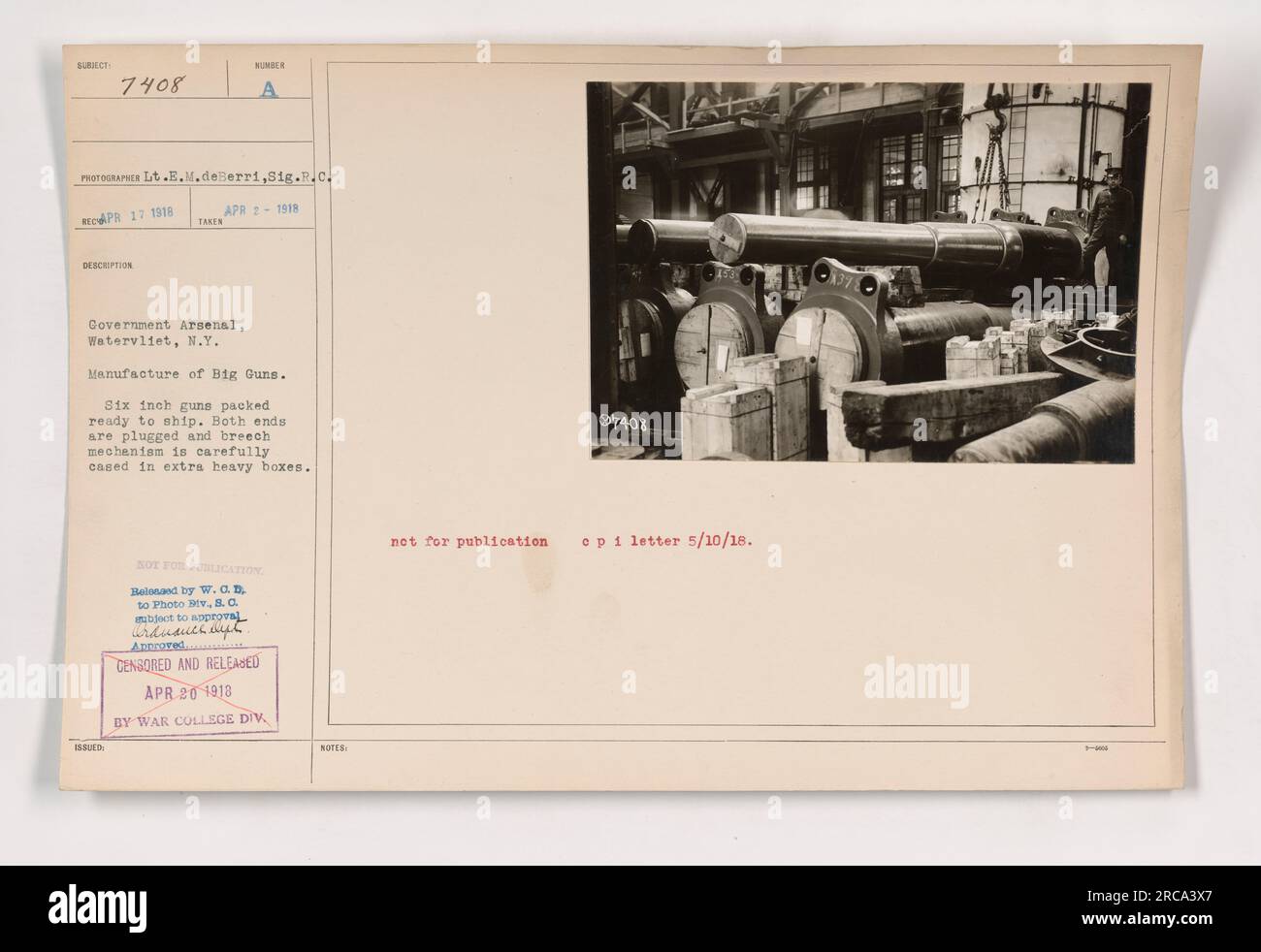 Six inch guns from the Government Arsenal in Watervliet, NY, packed and ...