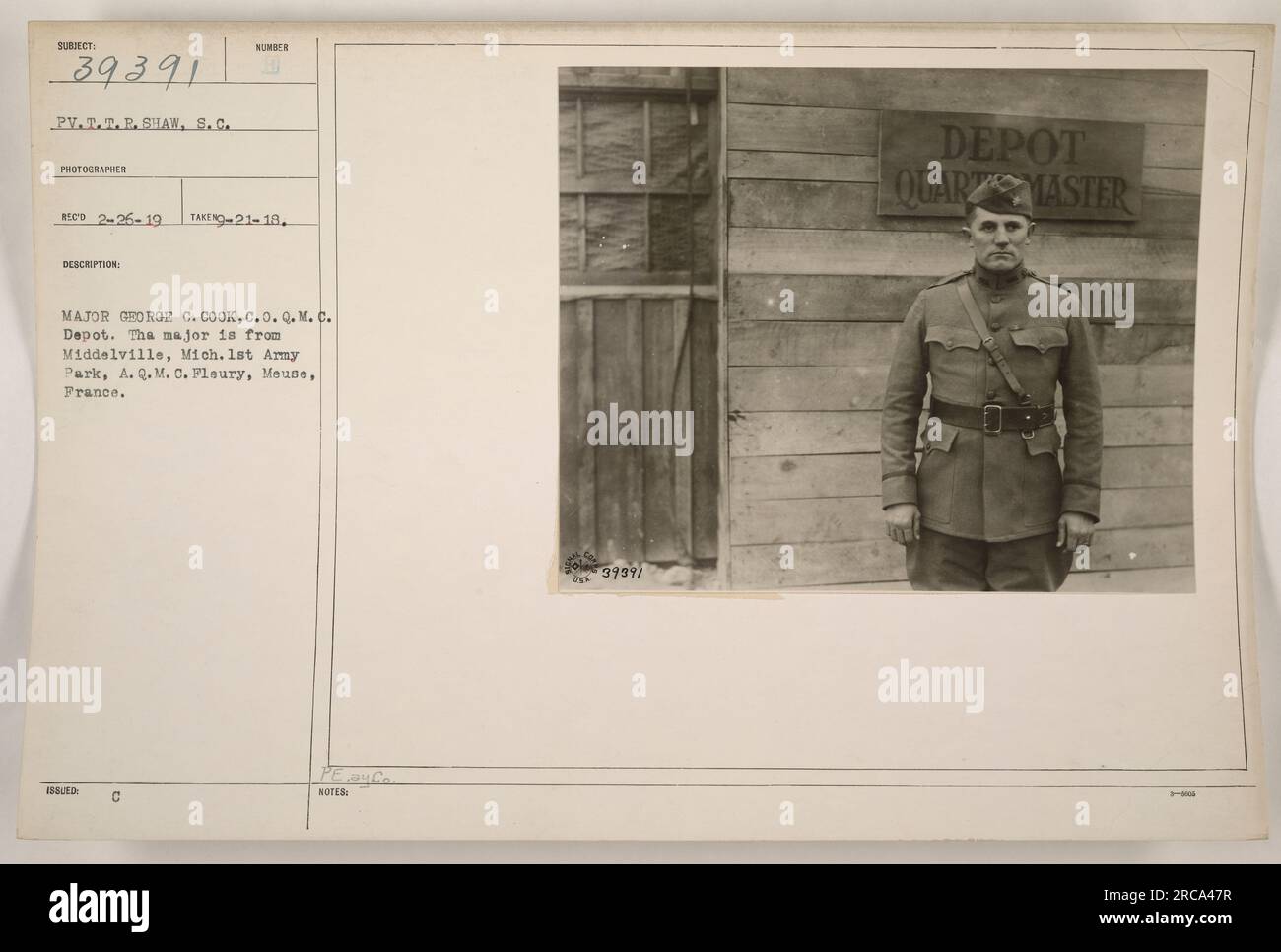 Major George C. Cook, Quartermaster Corps, from Middelville, Michigan ...