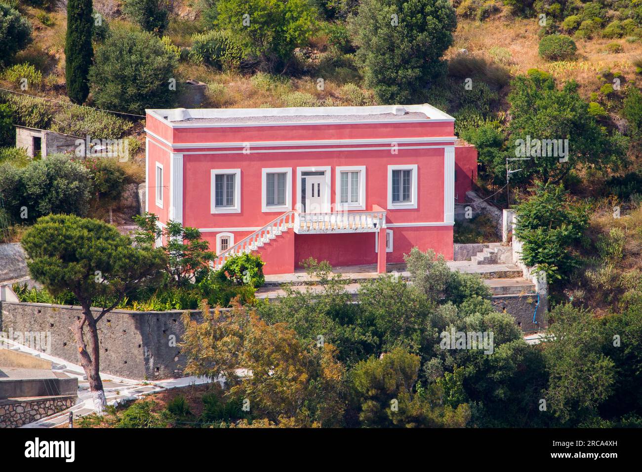 Leros, Greece, neoclassical architecture in Platano Stock Photo - Alamy