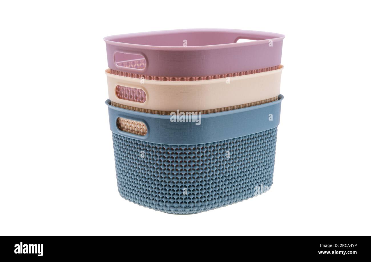 plastic basket for storing items isolated on white background Stock ...