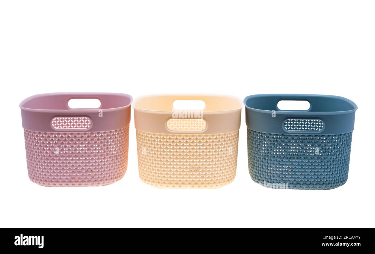 plastic basket for storing items isolated on white background Stock ...