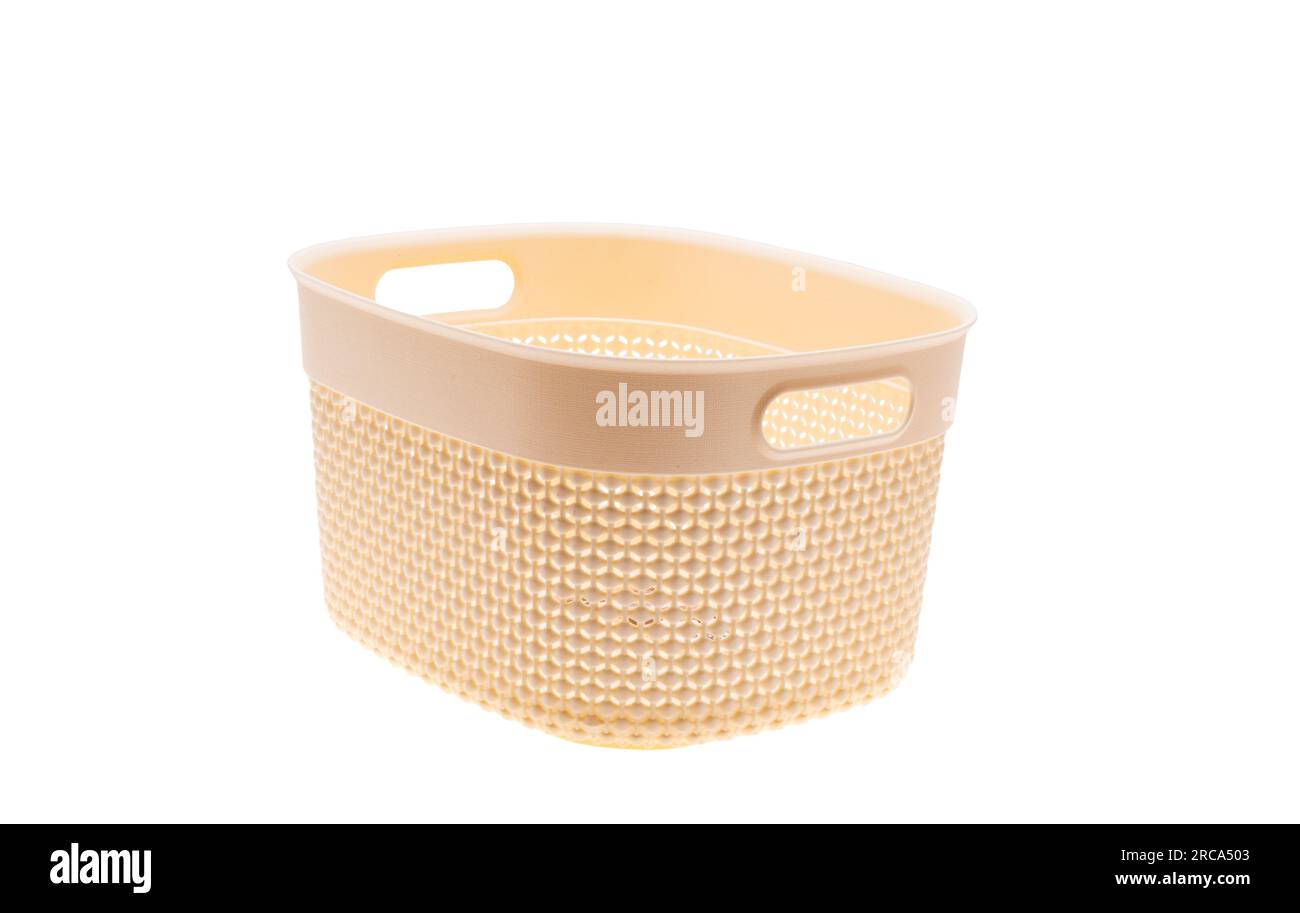plastic basket for storing items isolated on white background Stock ...