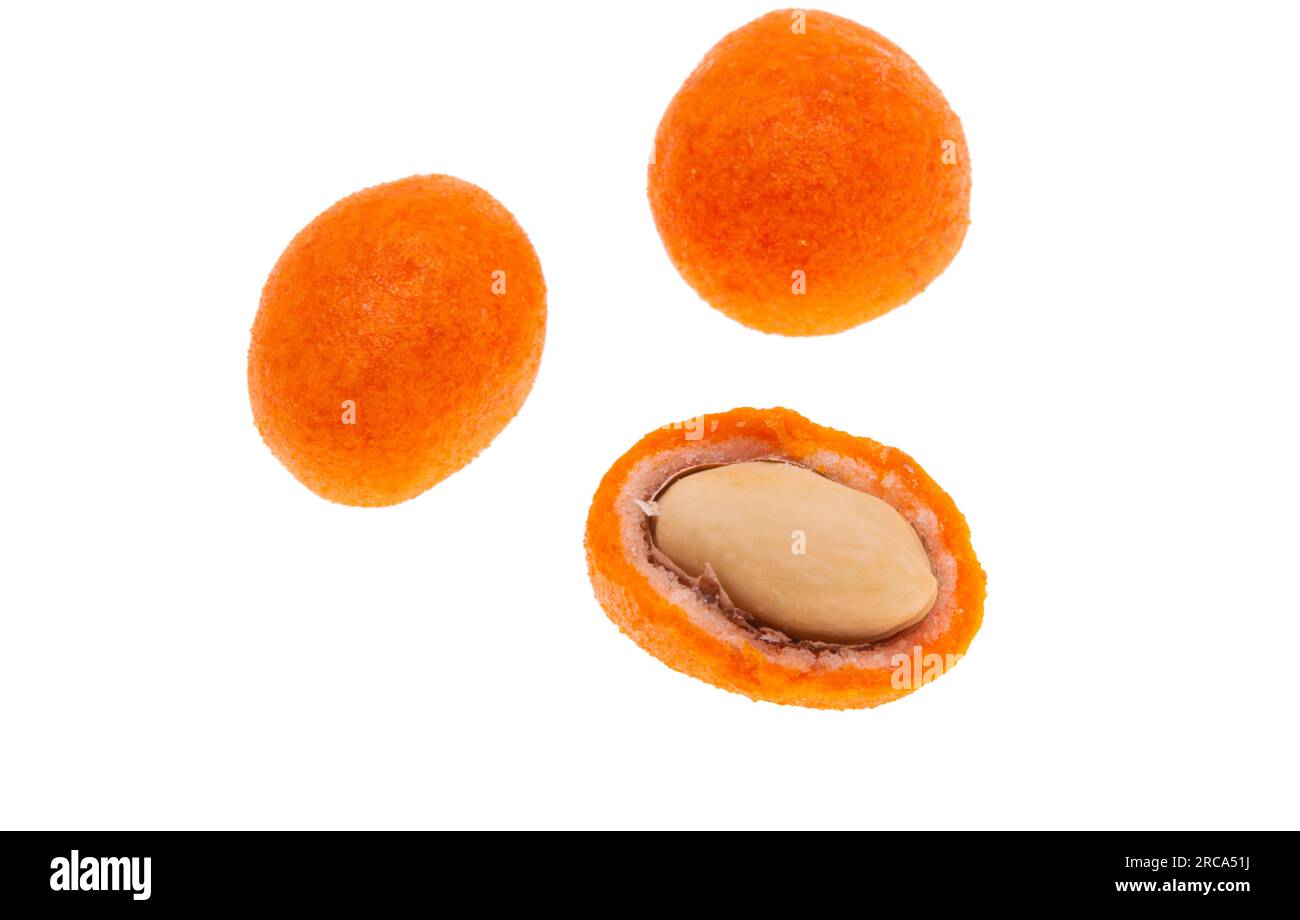 peanuts in orange shell isolated on white background Stock Photo - Alamy