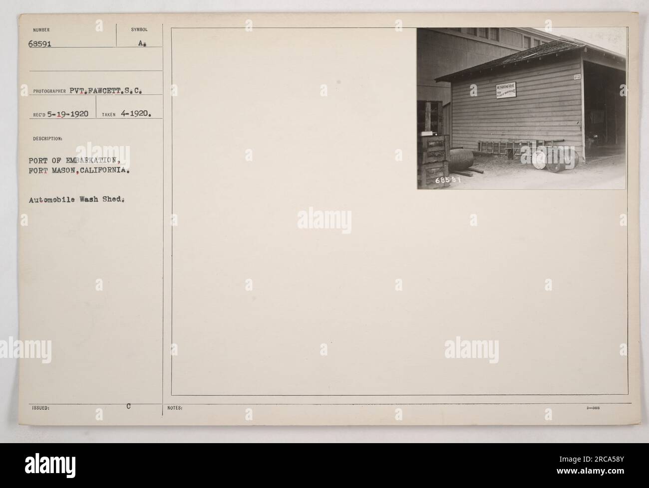 Image of an automobile wash shed at the Port of Embarkation, Fort Mason ...