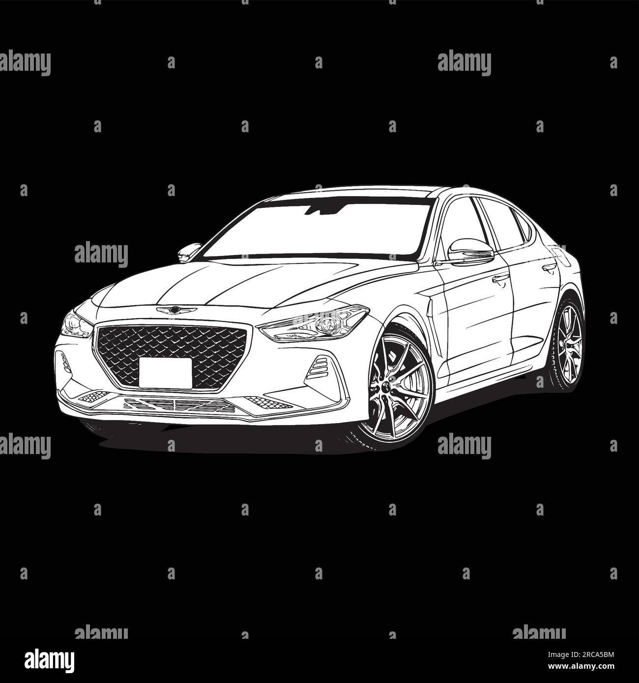 Korean sport sedan car illustration vector line art Stock Vector Image ...