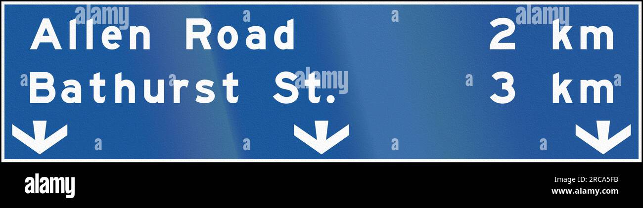 A guide road sign above lane in Ontario, Canada Stock Photo - Alamy