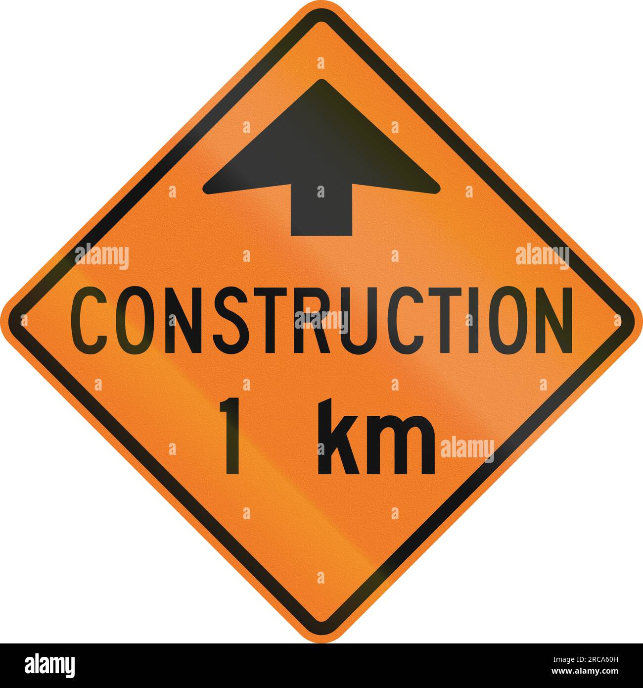 Roadworks sign in Canada - Construction in 1 km. This sign is used in ...