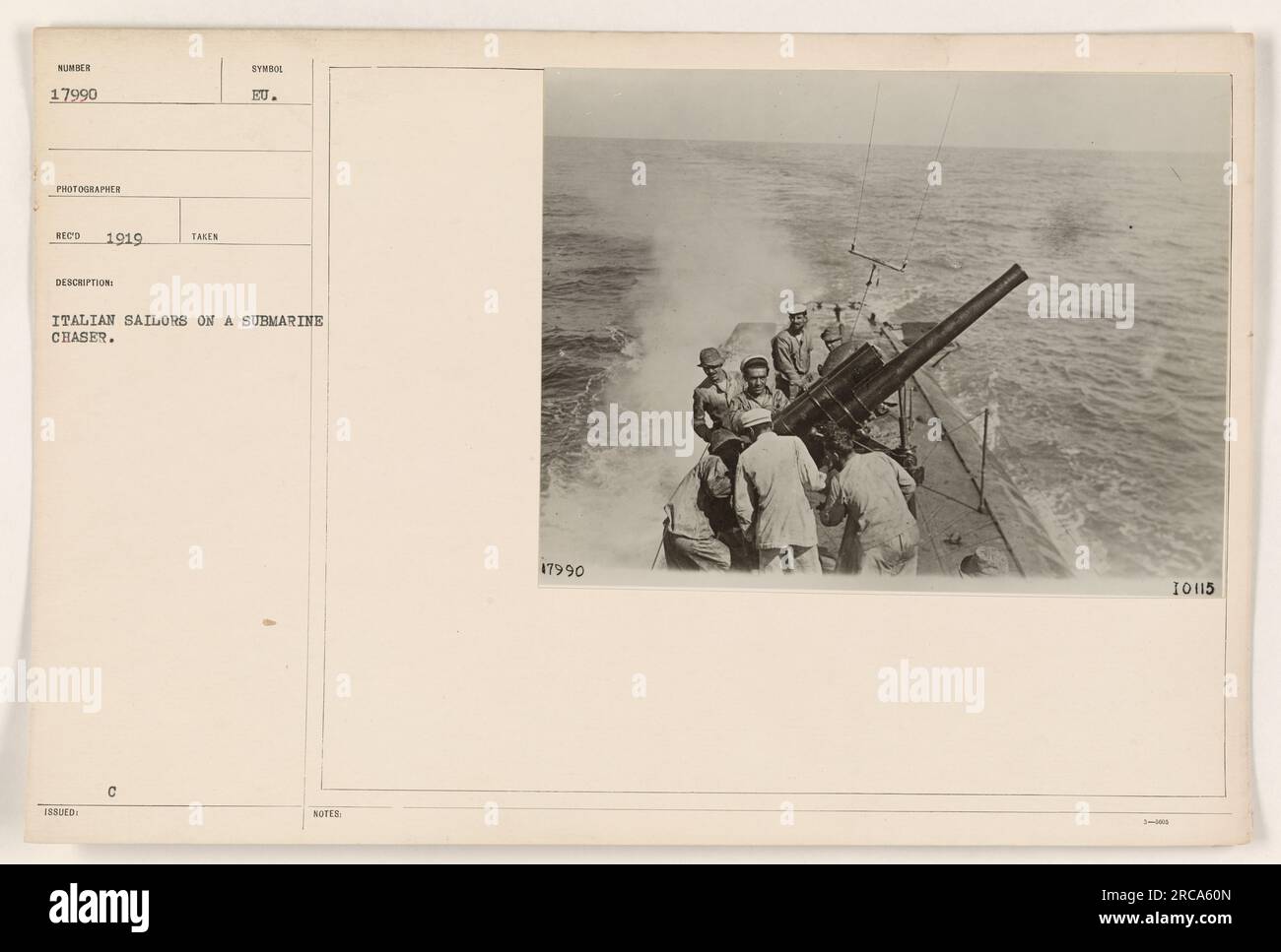Italian sailors on a submarine chaser during World War One. Photo taken ...