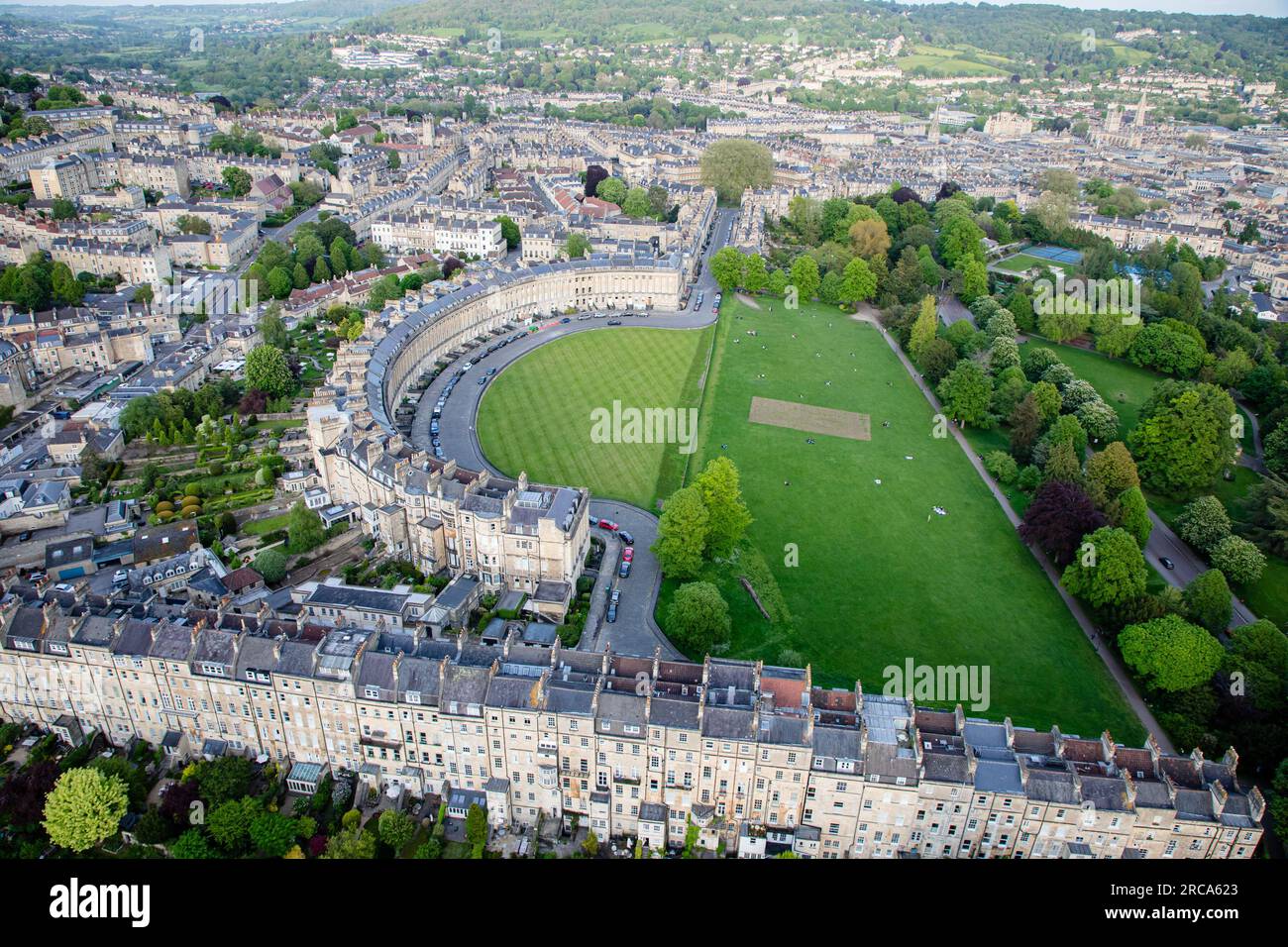 Aerial photograph of the Royal Crescent, Bath from the east Stock Photo ...