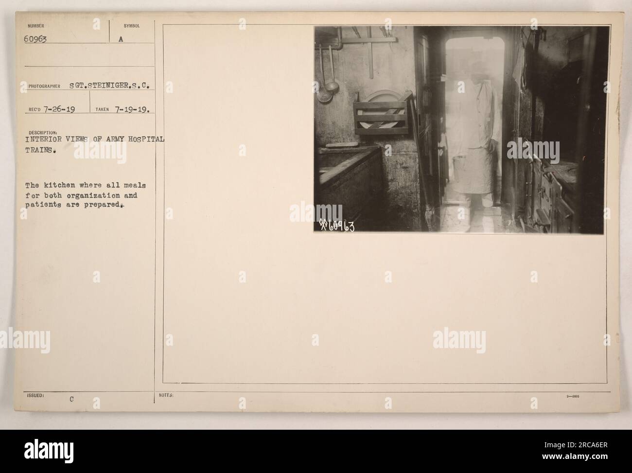 Interior view of an Army hospital train's kitchen, photographed by Sgt ...