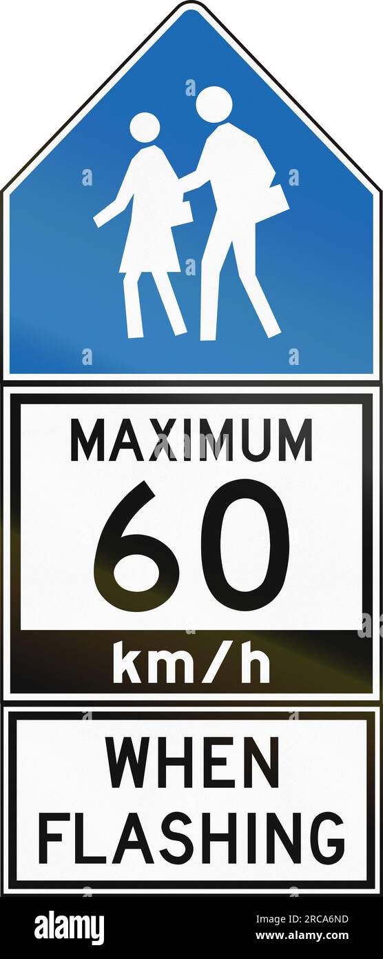 Canadian regulatory road sign - Maximum 60 kmh when flashing, old ...